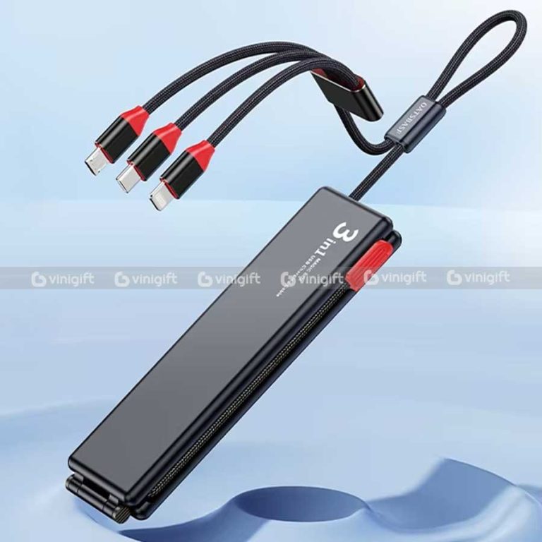 Cáp sạc đa năng 3 in 1 in ấn logo thương hiệu – Vinigift